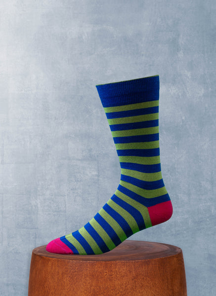 Merino Wool Rugby Stripe Sock in Lime Green and Fuchsia – Lorenzo Uomo