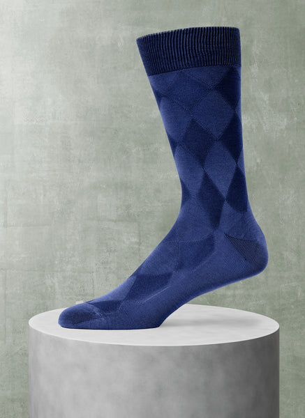 Mercerized Cotton Diamond Sock in Navy – Lorenzo Uomo