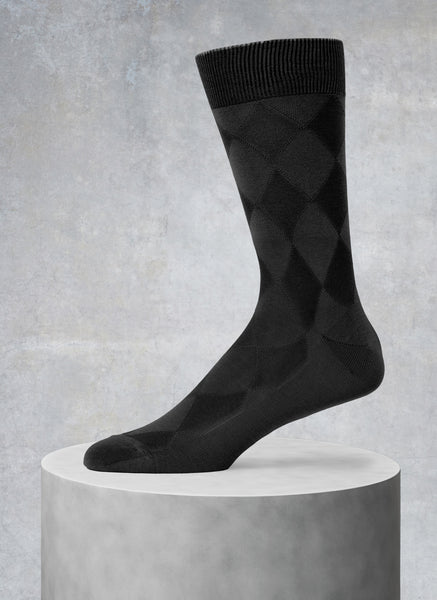 Mercerized Cotton Diamond Sock in Black – Lorenzo Uomo