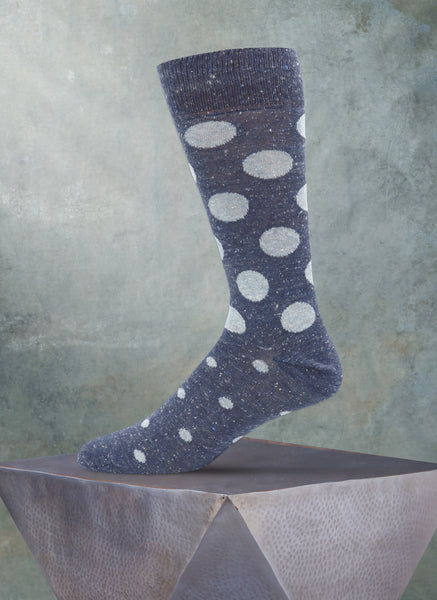 Smart Large and Small Dot Sock in Denim – Lorenzo Uomo