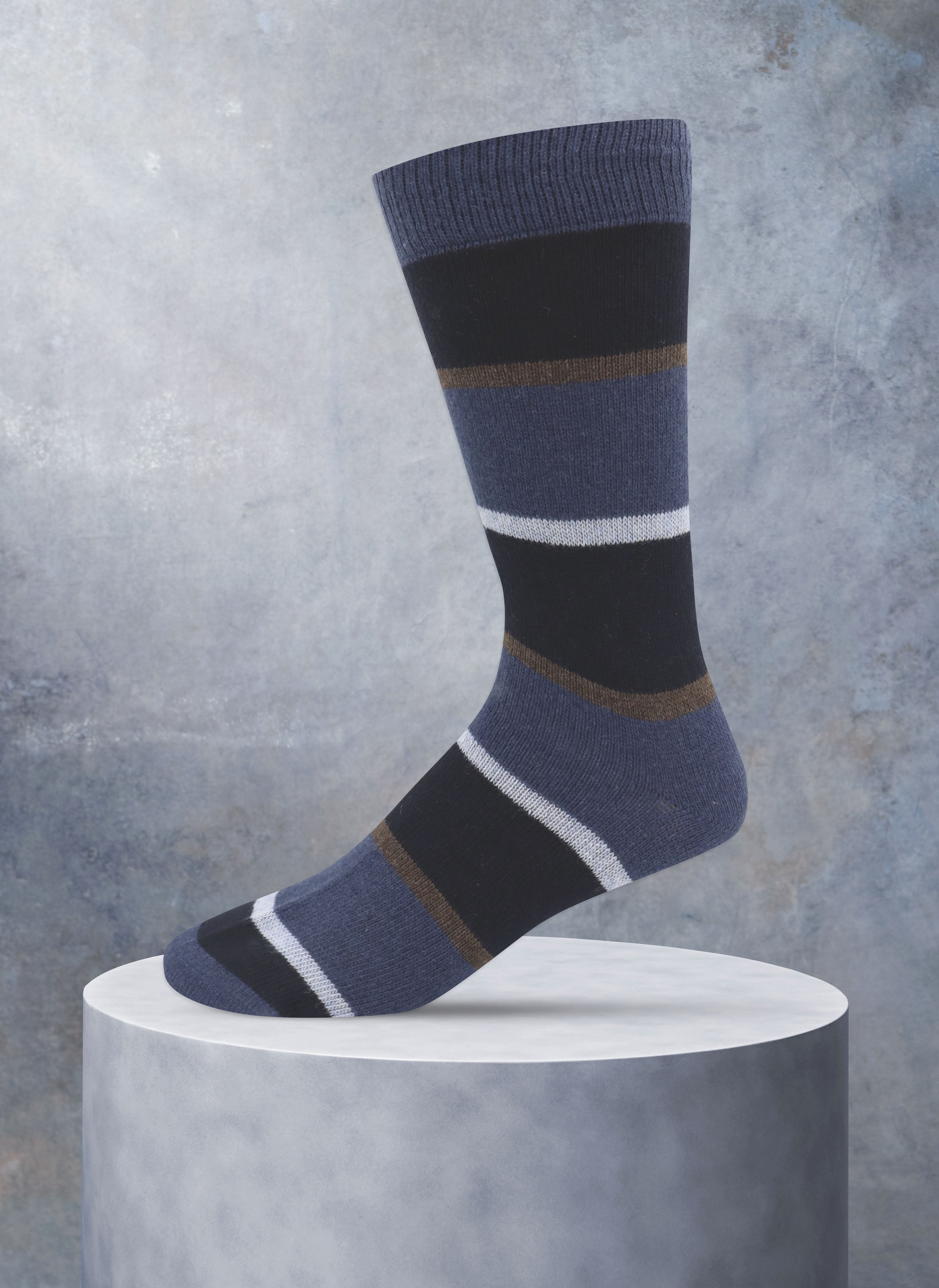 Cashmere Stripe Boot Sock in Denim – Lorenzo Uomo