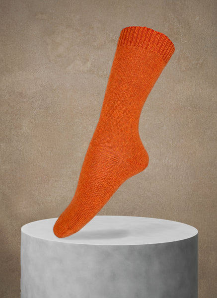 Women's Flat Knit Cashmere Blend Sock in Rust – Lorenzo Uomo