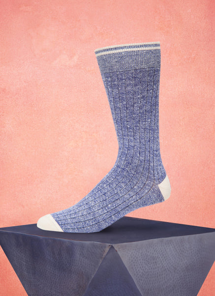 Supple Italian Linen Solid Rib Sock in Denim – Lorenzo Uomo