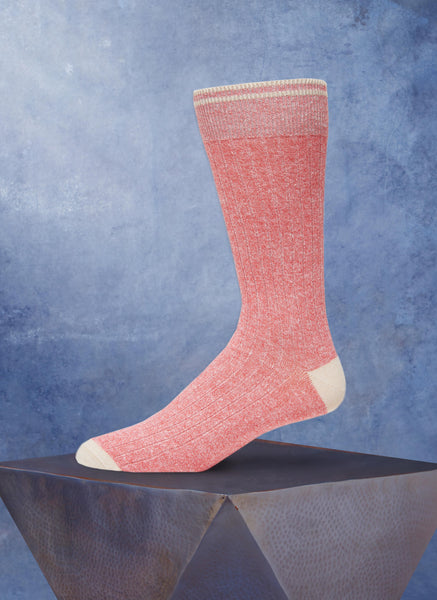 Supple Italian Linen Solid Rib Sock in Coral – Lorenzo Uomo