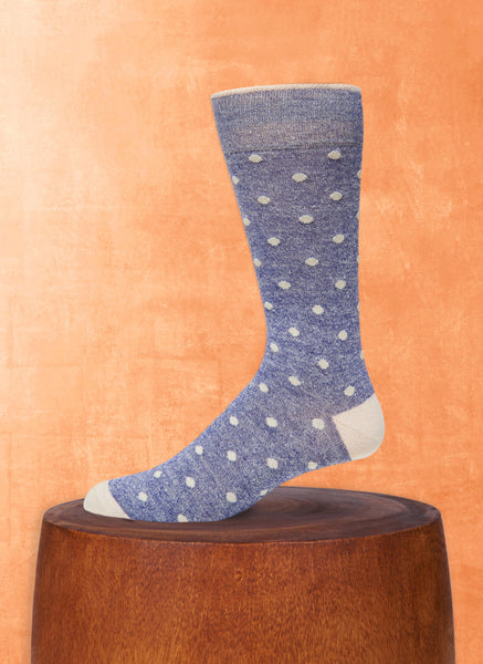 Supple Italian Linen Dots Sock in Denim – Lorenzo Uomo