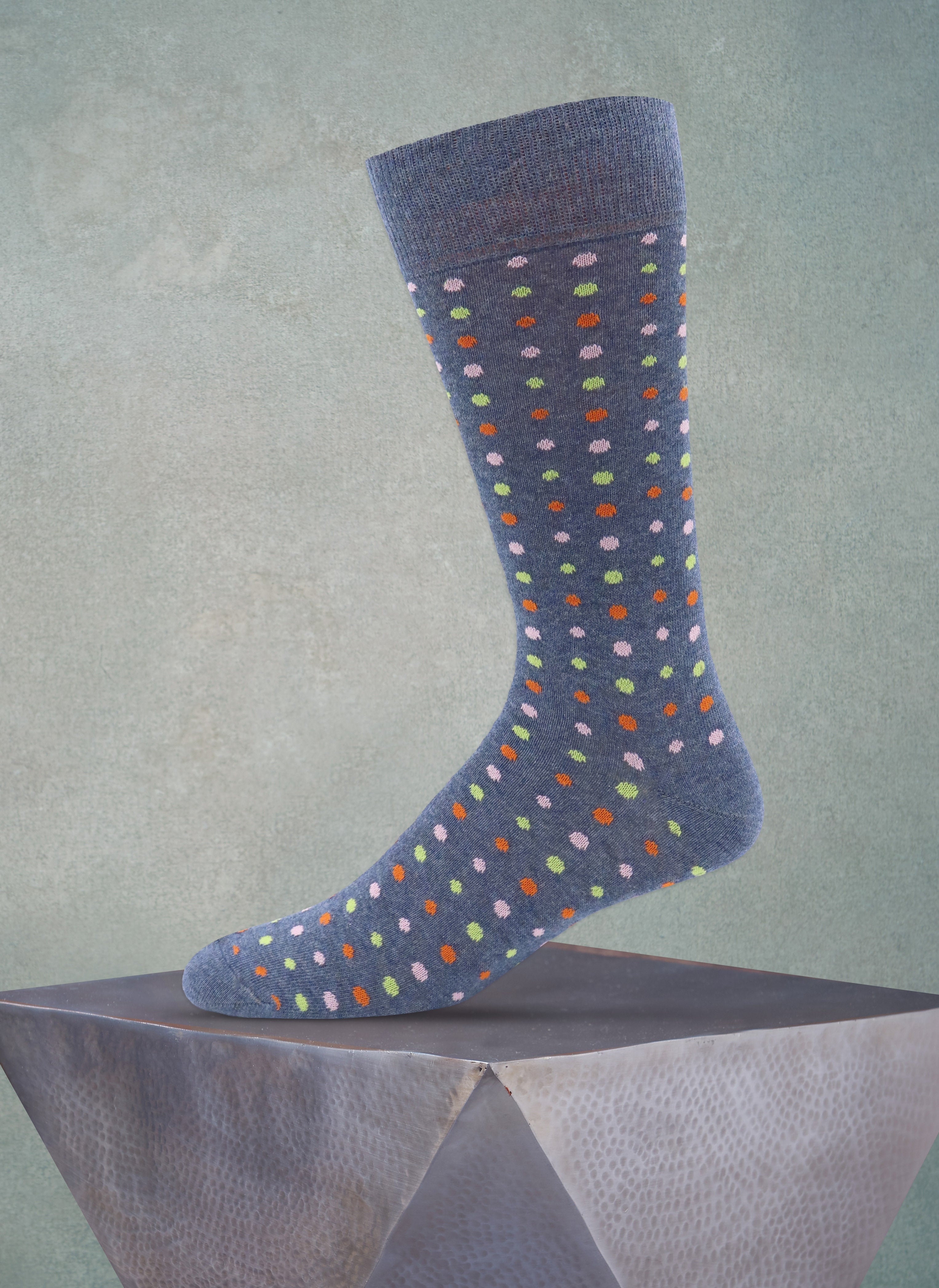 Small Dot Sock in Mélange Denim – Lorenzo Uomo