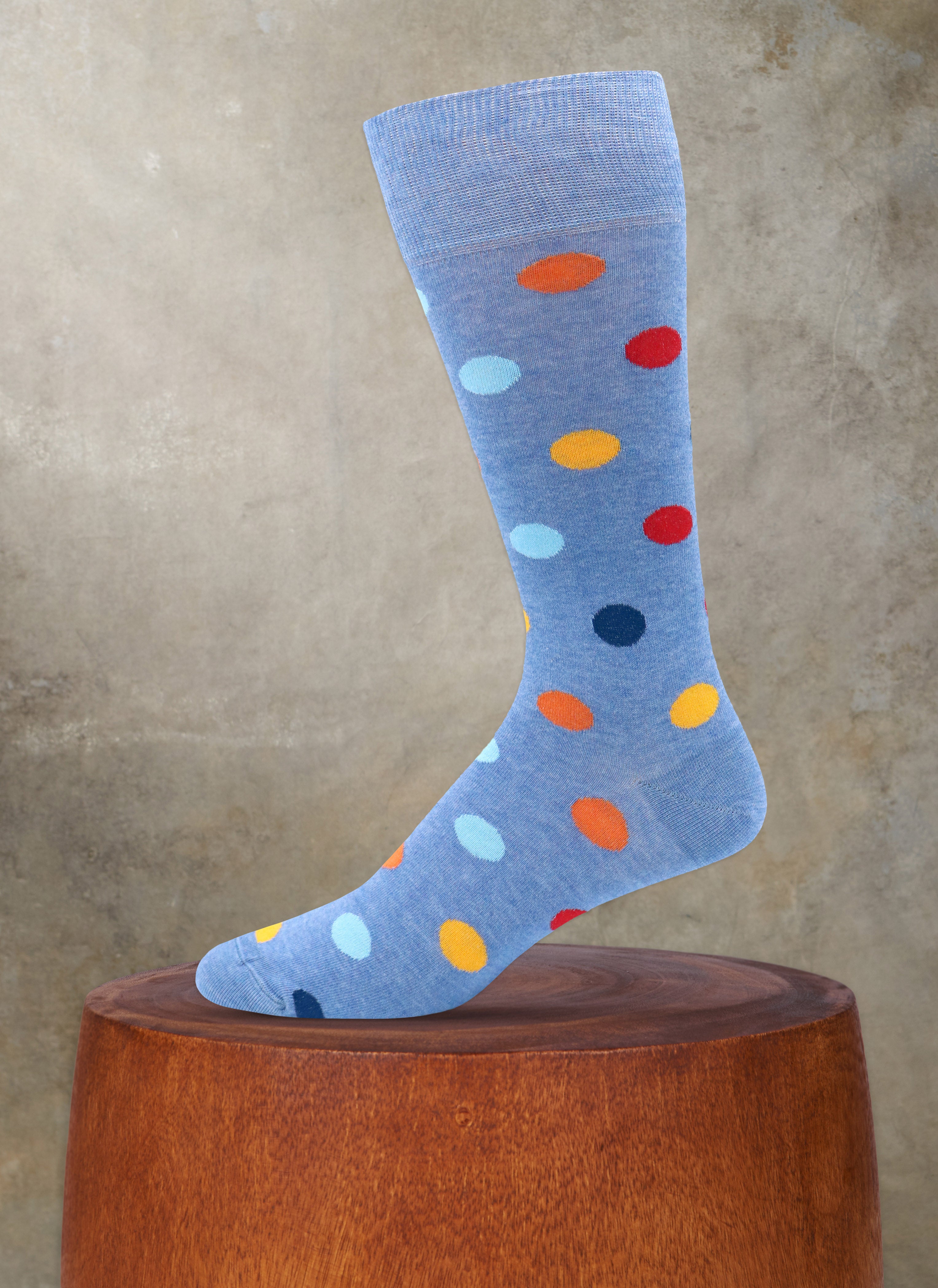 Large Multi Dot Sock in Denim Mélange – Lorenzo Uomo