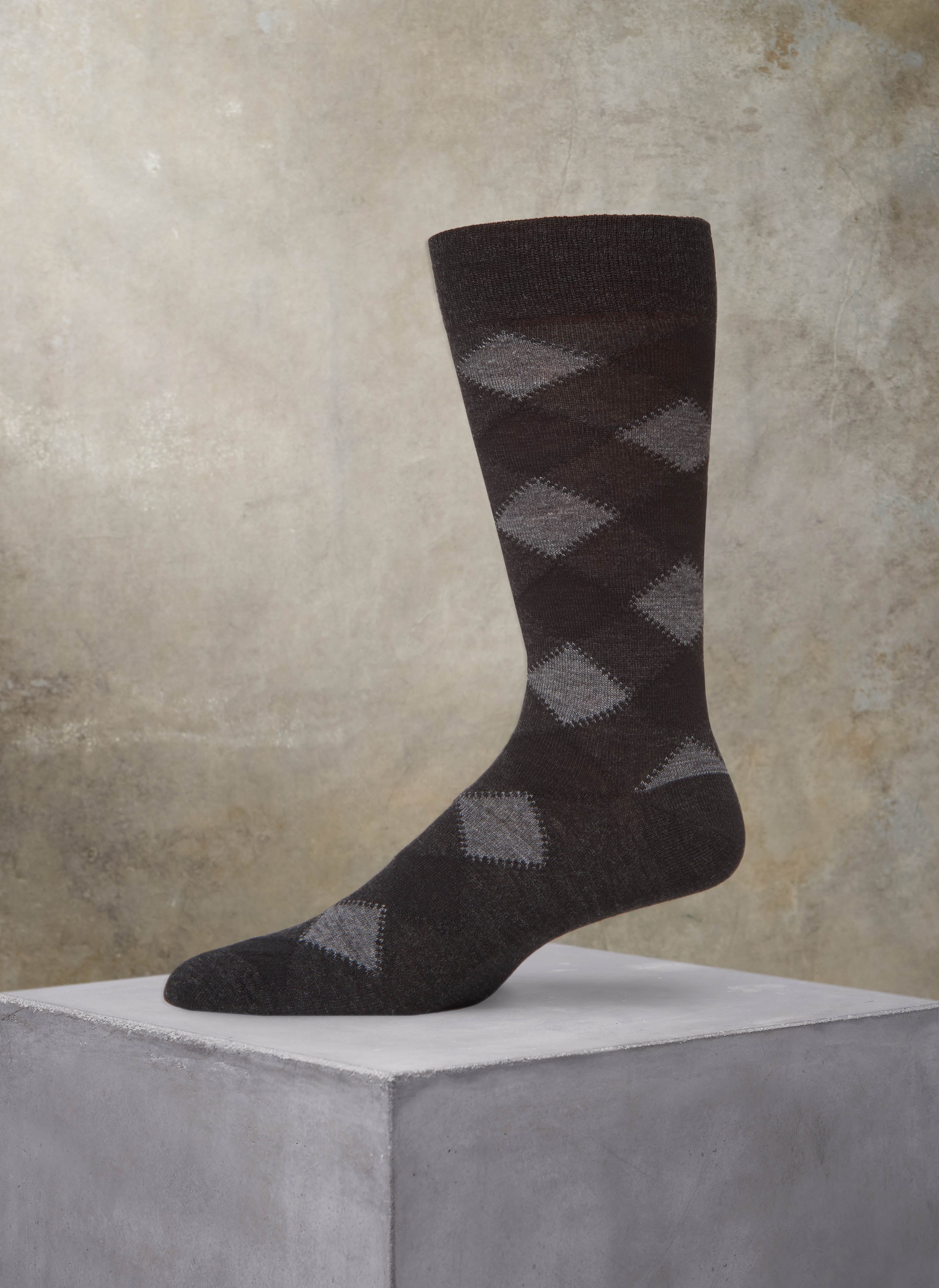 Merino Wool Double Diamond Sock in Black – Lorenzo Uomo