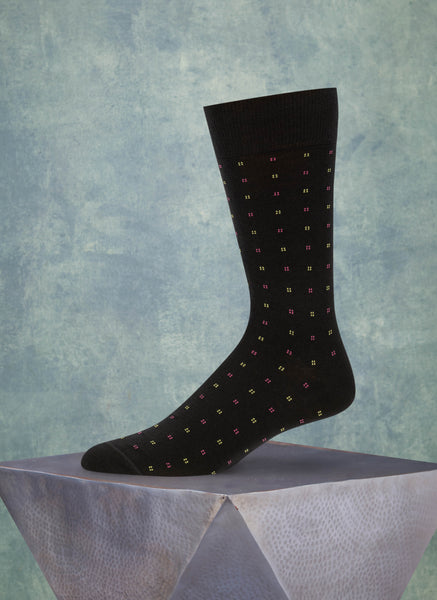 Merino Wool Small Square Dotted Sock in Black – Lorenzo Uomo
