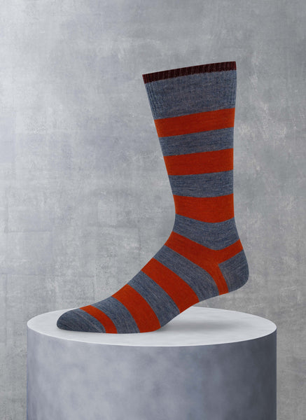 Merino Wool Thick Stripe Sock in Denim – Lorenzo Uomo