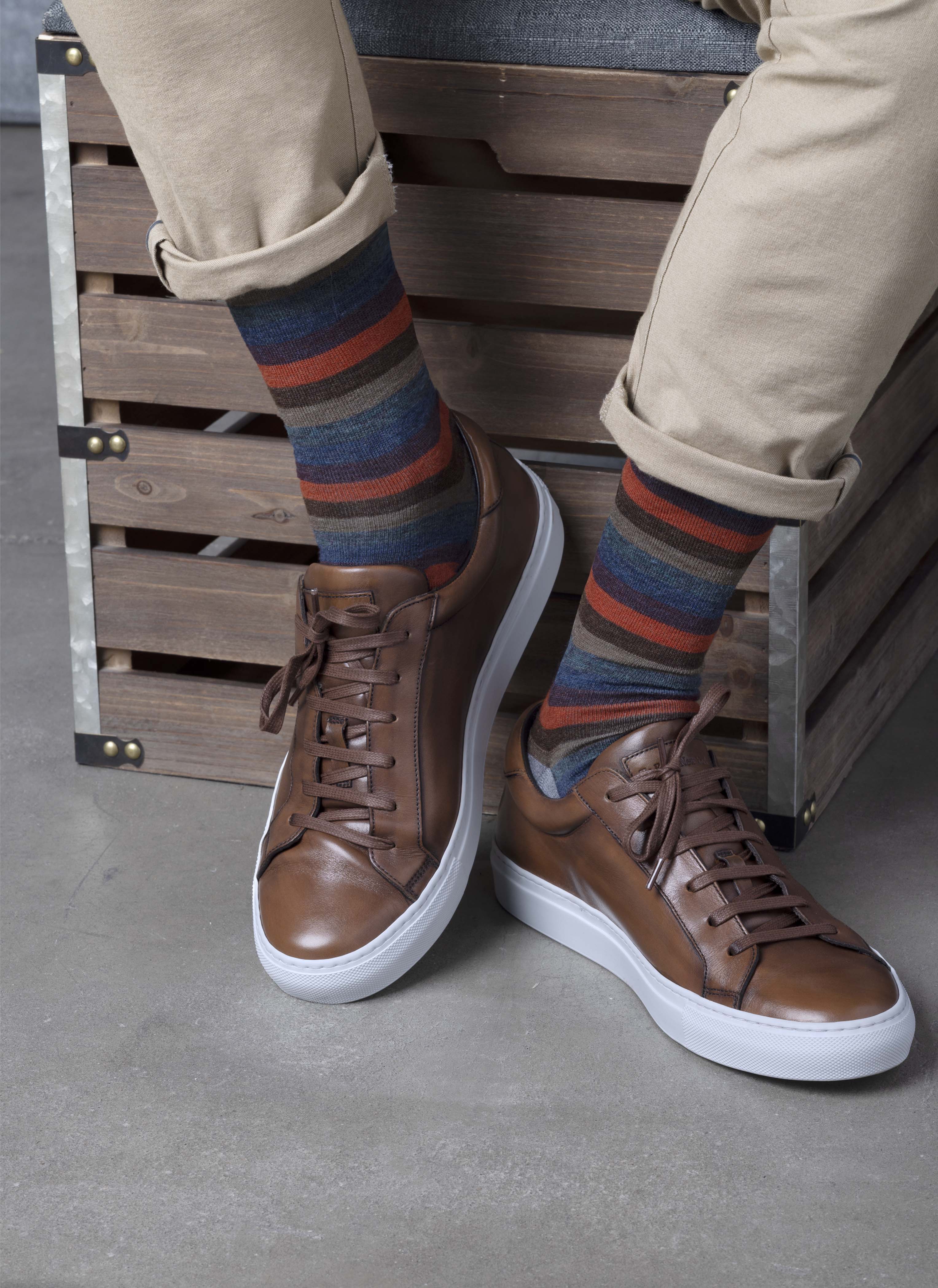 Merino Wool Rugby Stripe Cushion Foot Sock in Grey – Lorenzo Uomo